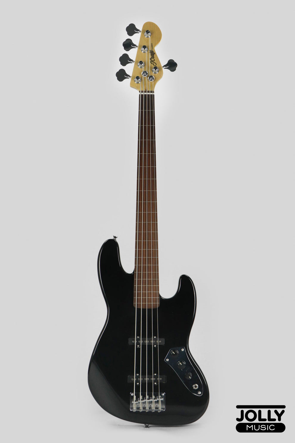 JCraft JB-1 J-Offset 5-String FRETLESS Bass Guitar - Black – JCraft Guitars
